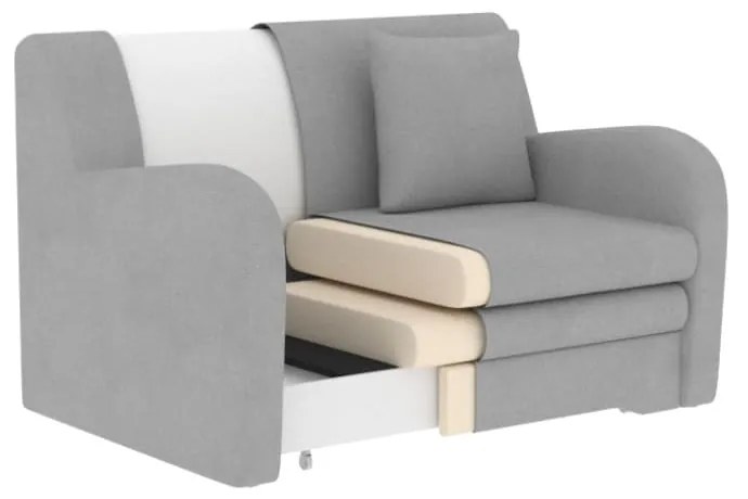 Bílá rozkládací/s úložným prostorem pohovka z textilie bouclé 130 cm Ario - II. jakost – ELTAP