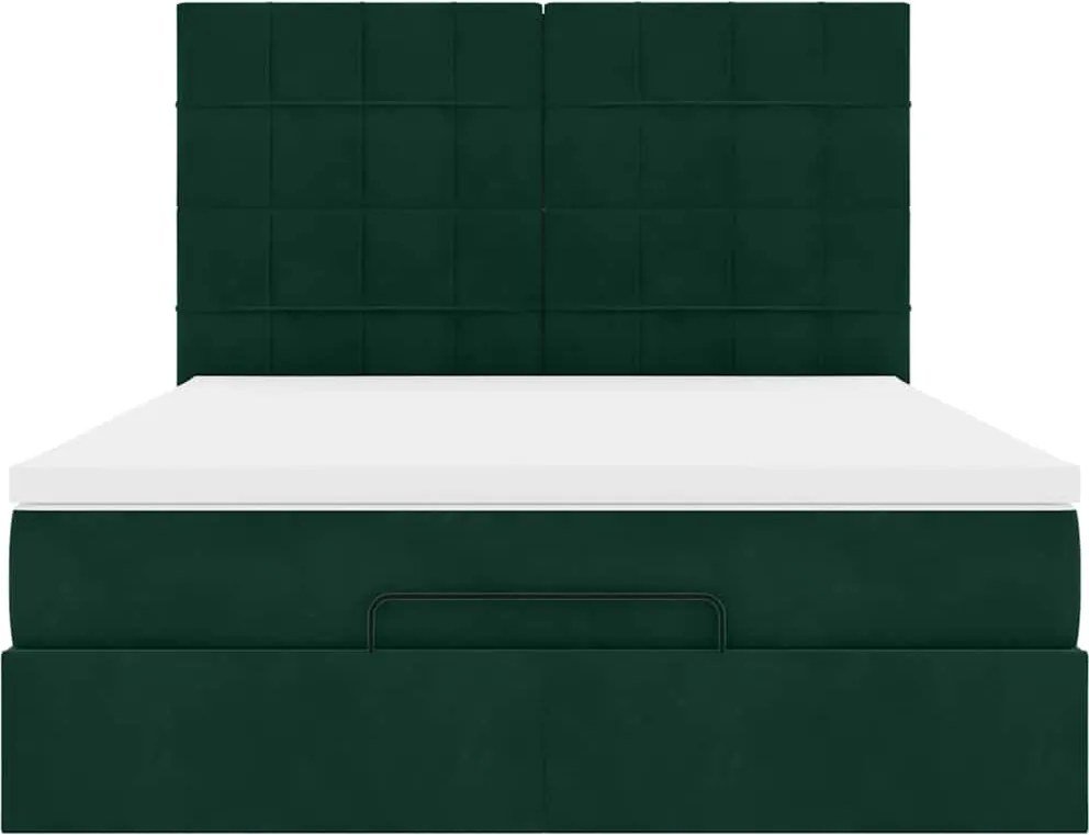 Osmanský rám postele s matracemi tmavě zelená 140x190cm samet 3313472