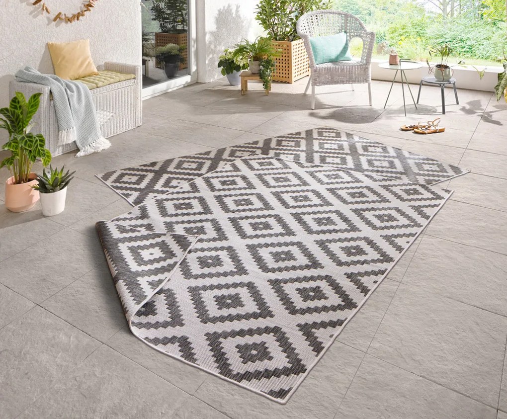 NORTHRUGS - Hanse Home koberce Kusový koberec Twin-Wendeteppiche 103132 grau creme – na ven i na doma - 120x170 cm