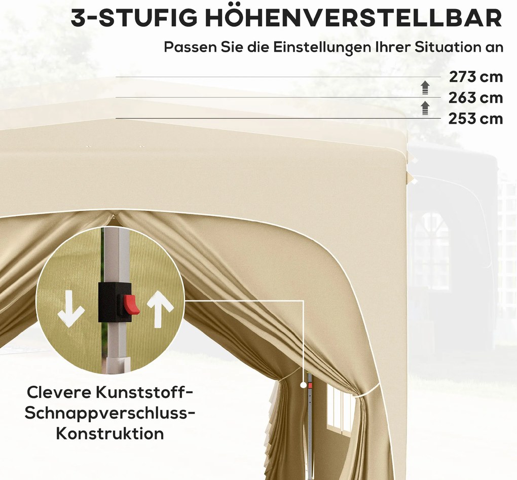 Outsunny altán 3x3m, vodoodpudivý stabilní zimní pop-up skládací altán, UV ochrana 50+, skládací párty stan zahradní stan se 4 bočními panely taška z…
