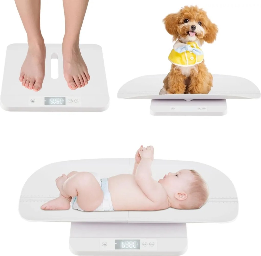 Costway Digitální kojenecká váha 50 g až 150 kg dětská váha s odnímatelným tácem