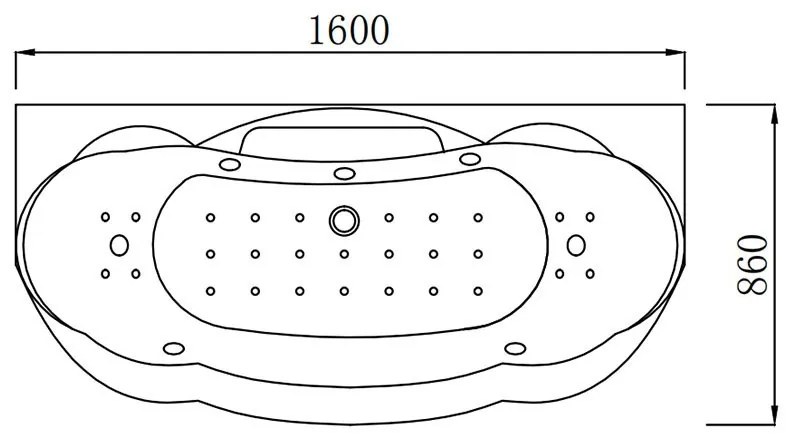 BPS-koupelny Hydromasážní vana HYD-PA924 160x88 s ohřevem vody