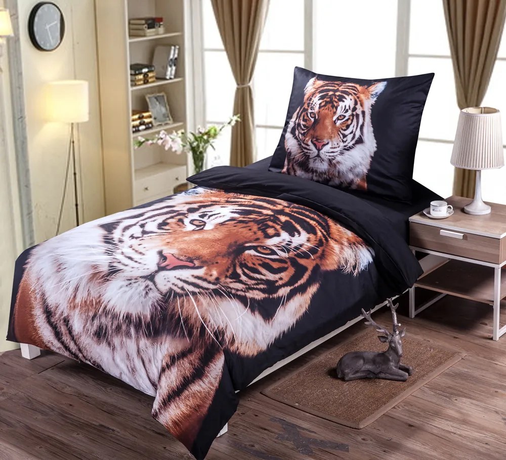 3D povlečení 140x200 + 70x90 - Black tiger
