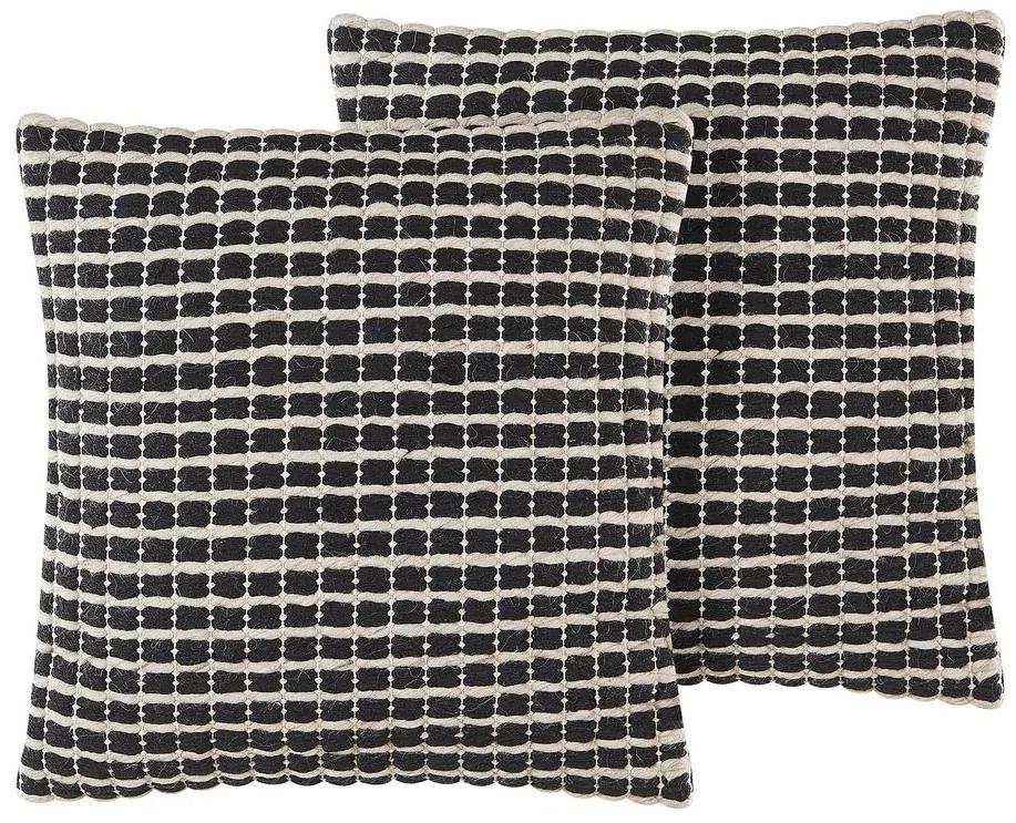Sada 2 bavlněných polštářů 45 x 45 cm černobílá YONCALI Beliani