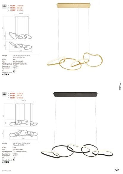 Redo 01-3390 - LED Stmívatelný lustr na lanku BIAS LED/90W/230V černá