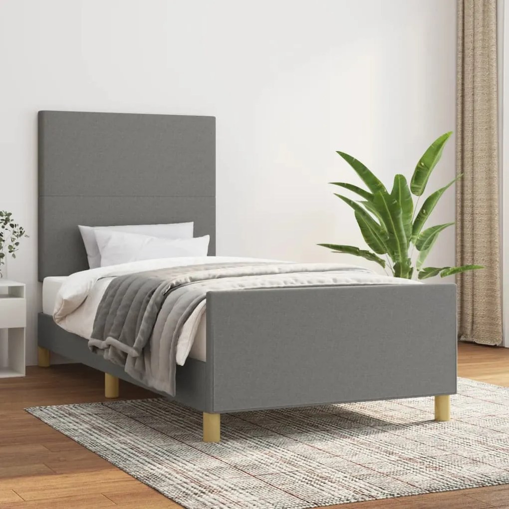 Rám postele bez matrace tmavě šedá 100 x 200 cm textil 3124872