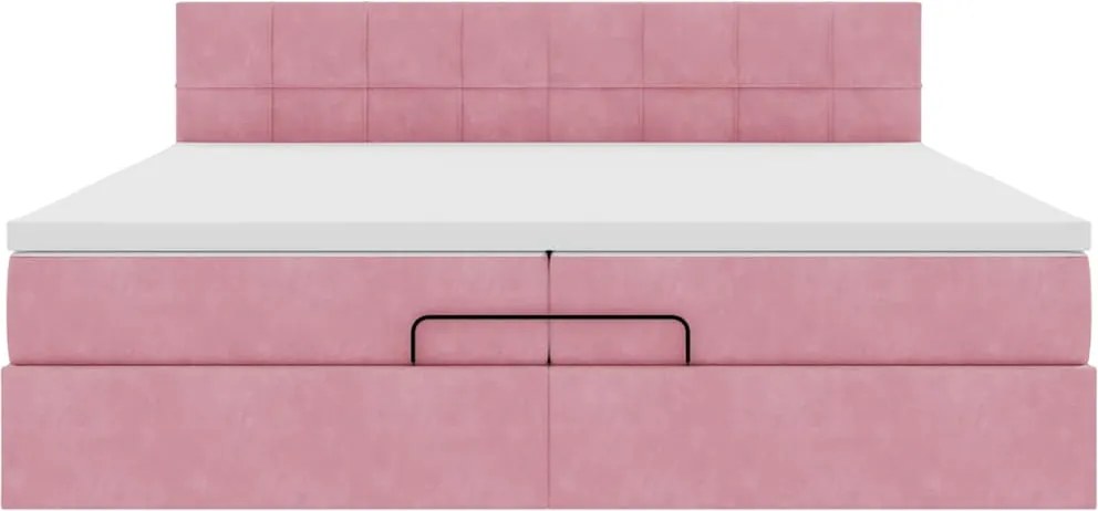 Osmanský rám postele s matrací růžová 200x200cm samet 3312649