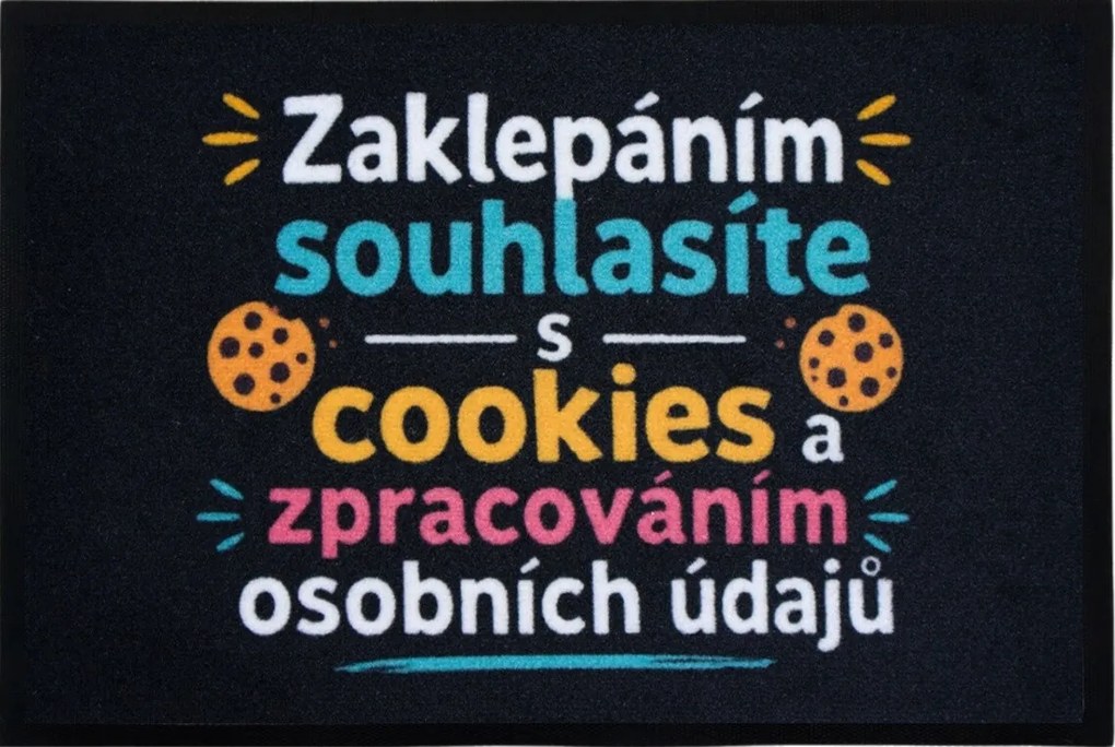 Mercury Flooring, Rohožka Zaklepáním souhlasíte s cookies 40x60 cm, 40x60, černá