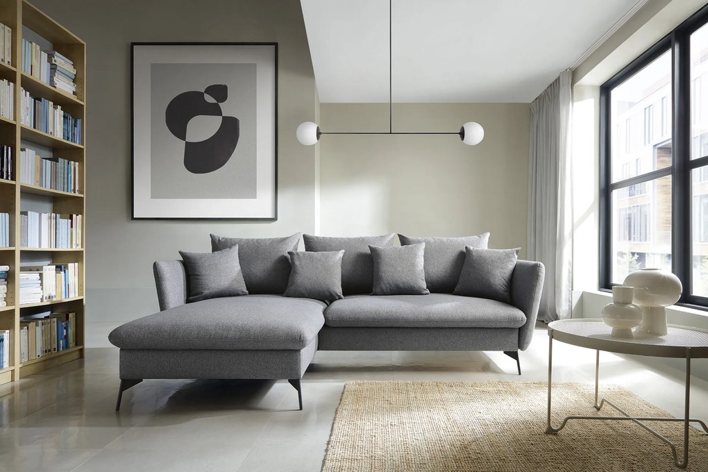 Rohová rozkládací sedací souprava do L VITO, 258 cm, s úložným prostorem Roh pohovky: Levý roh, Barva látky: Tmavě šedá (Monolith 97)