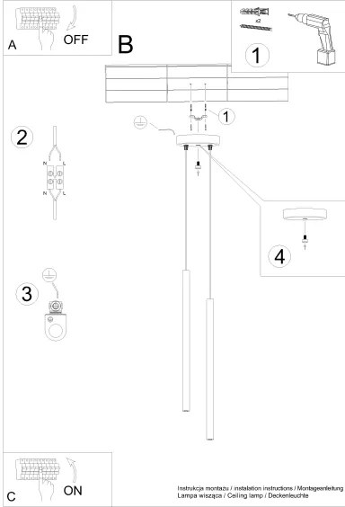 Sollux SL.1304 - Lustr na lanku PASTELO 2xG9/8W/230V černá
