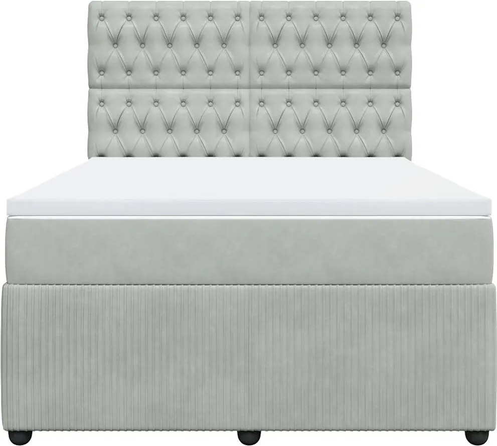 Box spring postel s matrací světle šedá 140x200 cm samet 3294664