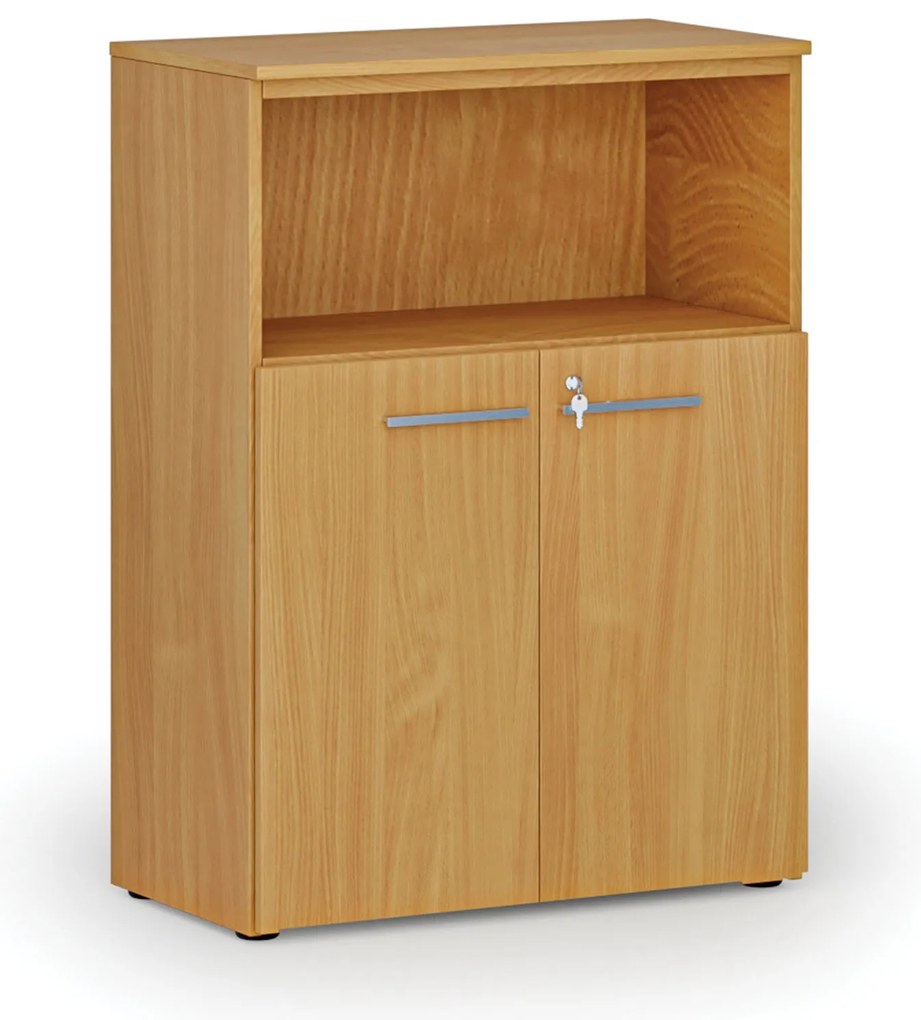 Kombinovaná kancelářská skříň PRIMO WOOD, 800 x 420 x 1087 mm, buk