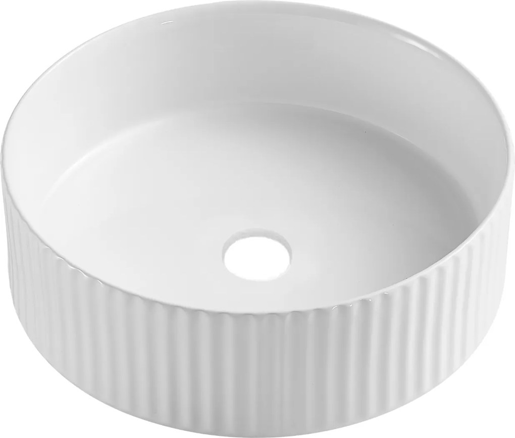 Invena Invena, kulaté keramické umyvadlo 360x360x120 mm, bílá lesklá, INV-CE-63-001-C