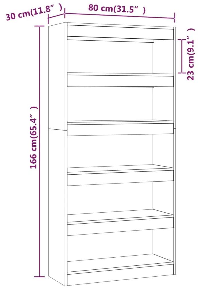 Knihovna/dělicí stěna bílá vysoký lesk 80x30x166 cm kompozit - Default Title