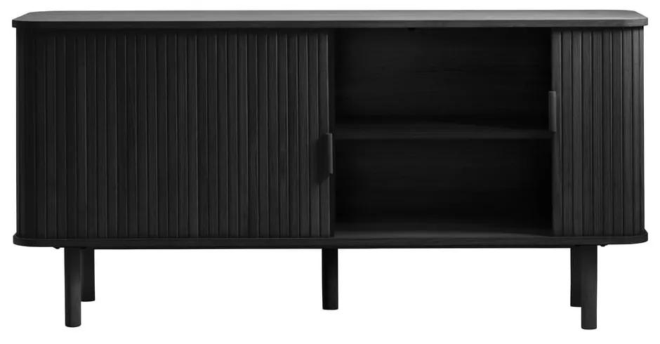 Černá nízká komoda v dekoru dubu s posuvnými dveřmi 76x160 cm Cavo – Unique Furniture