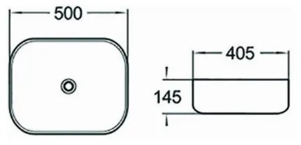 Mexen MIRABEL umyvadlo, 50x40 cm, bílá/zlatý okraj, 22115005