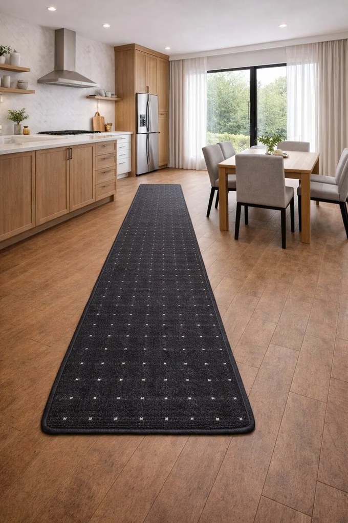 Condor Carpets, Běhoun na míru Udinese antracit, šíře 100 cm, černá, chodba / předsíň