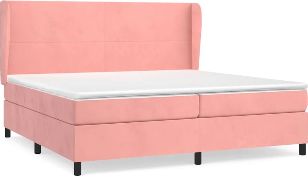 Box spring postel s matrací růžová 200x200 cm samet 3129116