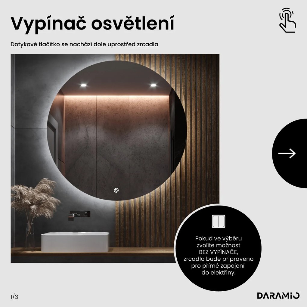 Zrcadlo do koupelny ve tvaru oblázku s LED osvětlením G8