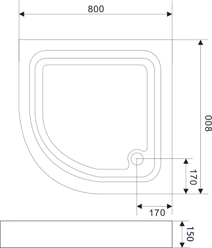 Aqualine BTTR80 sprchová vanička 80 x 80 x 15 cm akrylát