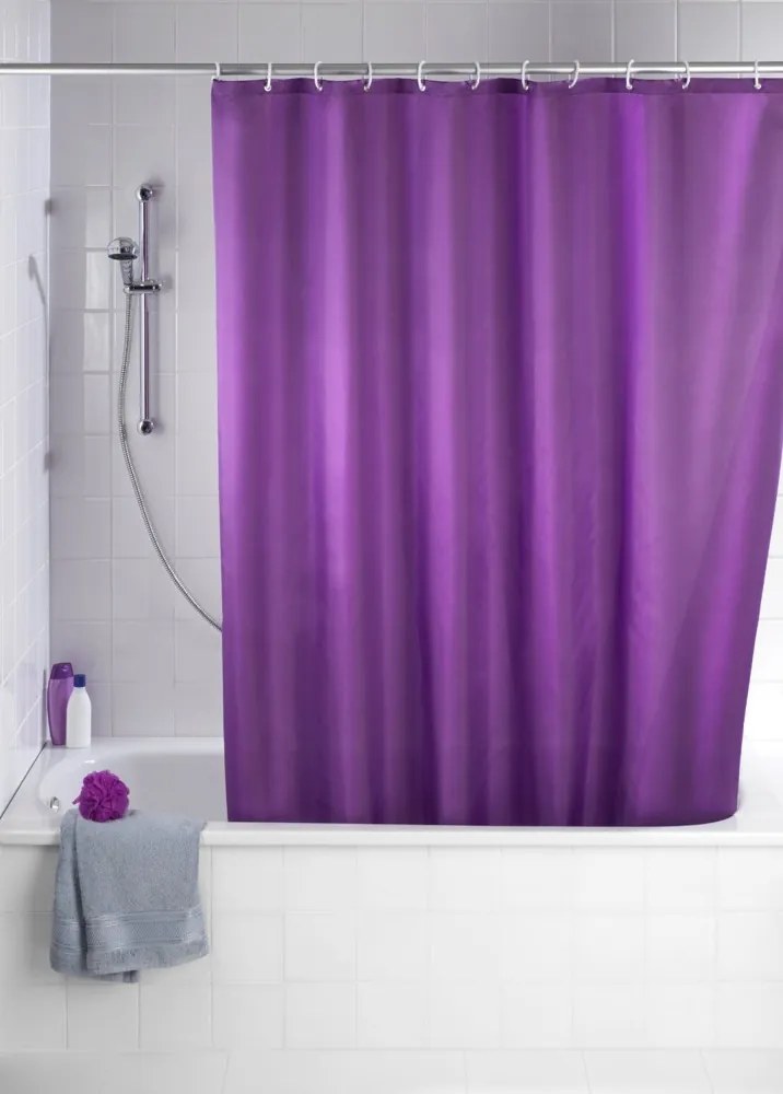 Sprchový závěs, textilní, barva fialová, 180x200 cm