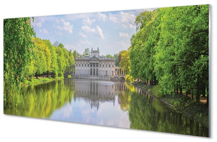 Obraz na skle Varšavský Palác lesního jezera 120x60 cm
