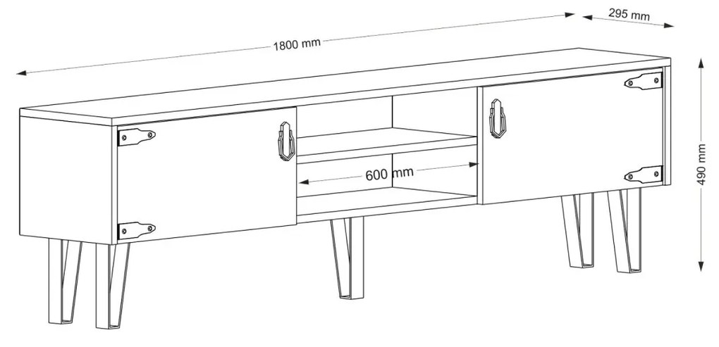 TV stolek COSTA 180 cm černý/ořech