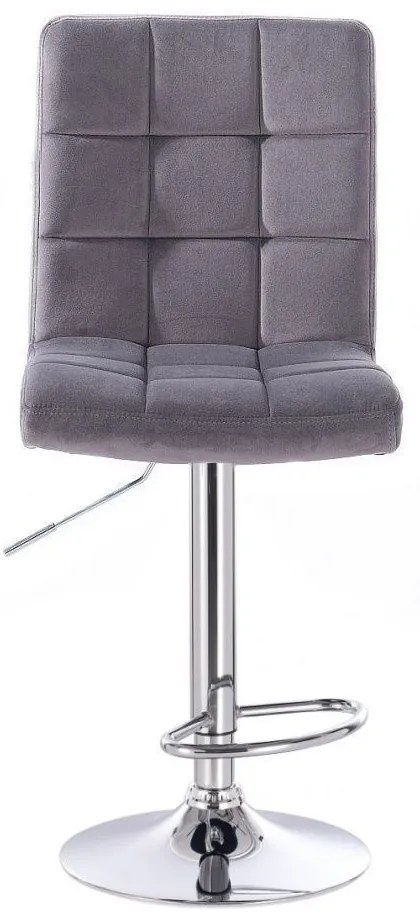 LuxuryForm DESIGN Barová židle TOLEDO VELUR na stříbrné kulaté podstavě - tmavě šedá