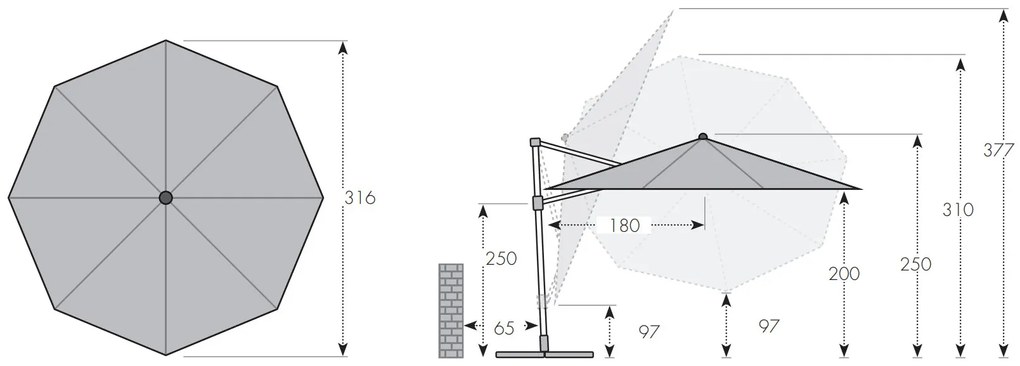 Slunečník DERBY Ravenna AX 330 cm výkyvný přírodní