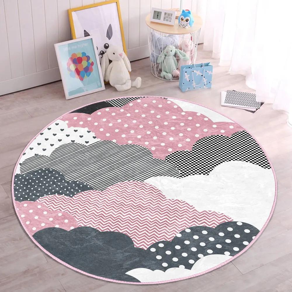 Růžovo-šedý dětský koberec ø 80 cm Comfort – Mila Home