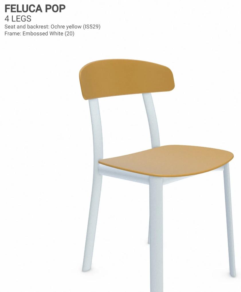 Židle Feluca Pop Barva kovové konstrukce: Embossed white 20, Barva sedáku a opěradla z recyklovaného plastu: Ochre yellow IS529