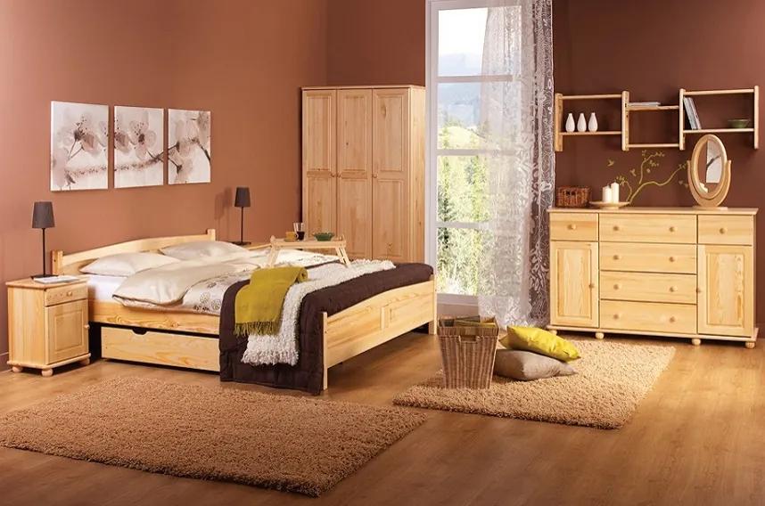 Drewmax LK105 - Dřevěná postel masiv dvojlůžko 180 cm