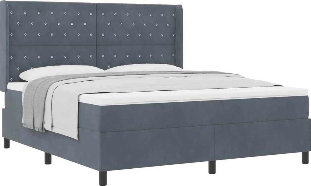 Postel s boxspringem s matrací Tmavě šedá 180 x 200 cm samet 3341967