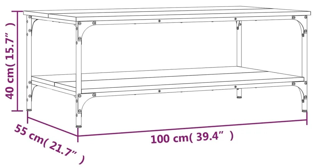 Konferenční stolek hnědý dub 100 x 55 x 40 cm kompozitní dřevo