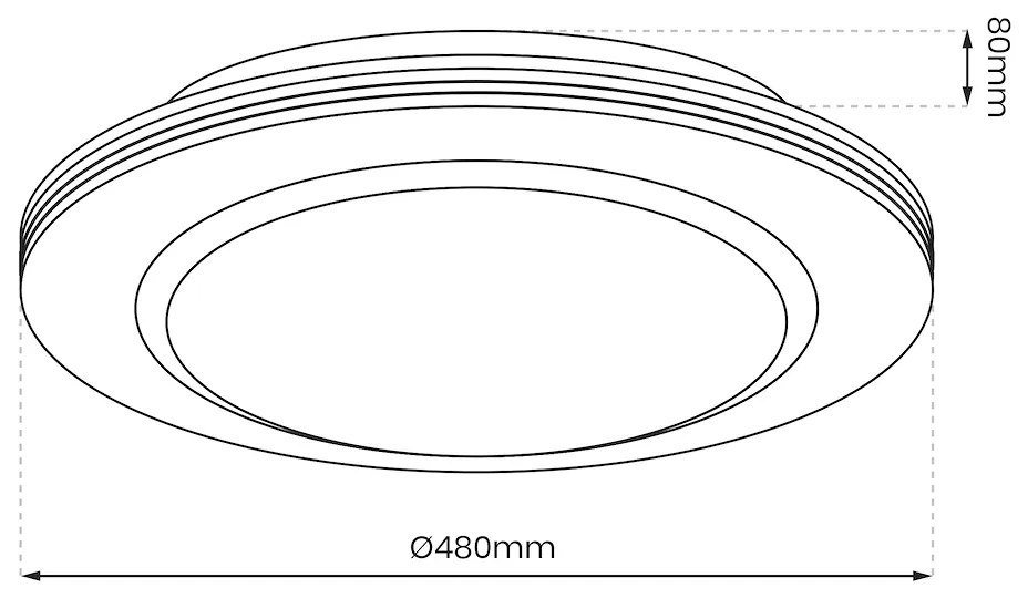 Stropní LED svítidlo Kelly, 1x LED 48w, 3000-6000k, b/s, s ovladačem