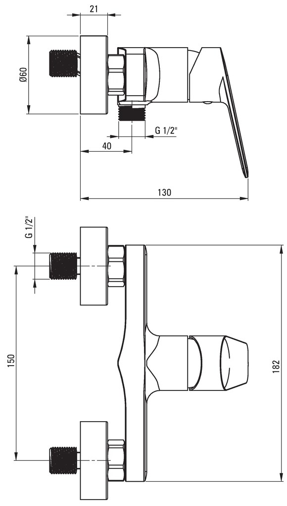 Deante Jasmin, nástěnná sprchová baterie, černá matná, BGJ_N40M