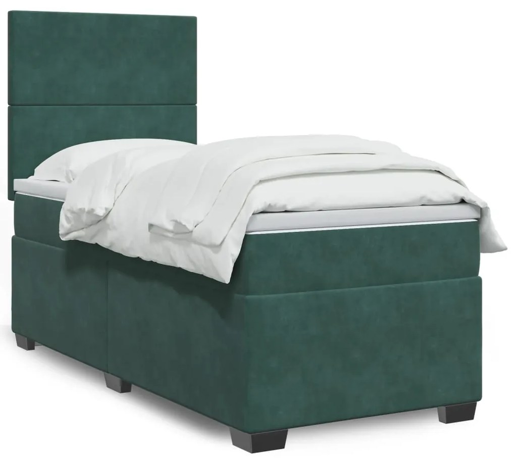 Box spring postel s matrací tmavě zelená 90x190 cm samet 3290783