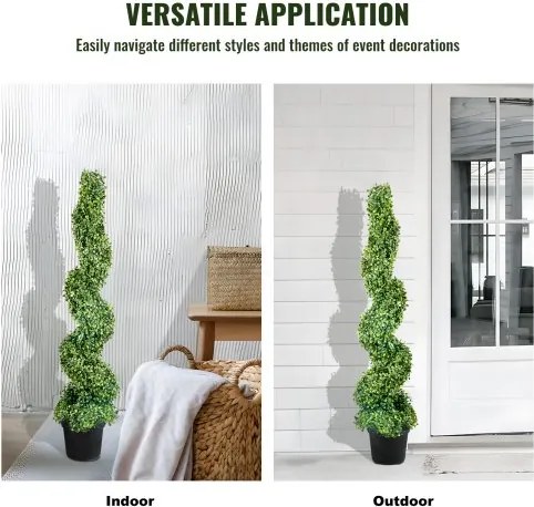Umělé topiary Zimostrázové stromy, 1,2 m vysoké (2 kusy) Umělá topiová rostlina