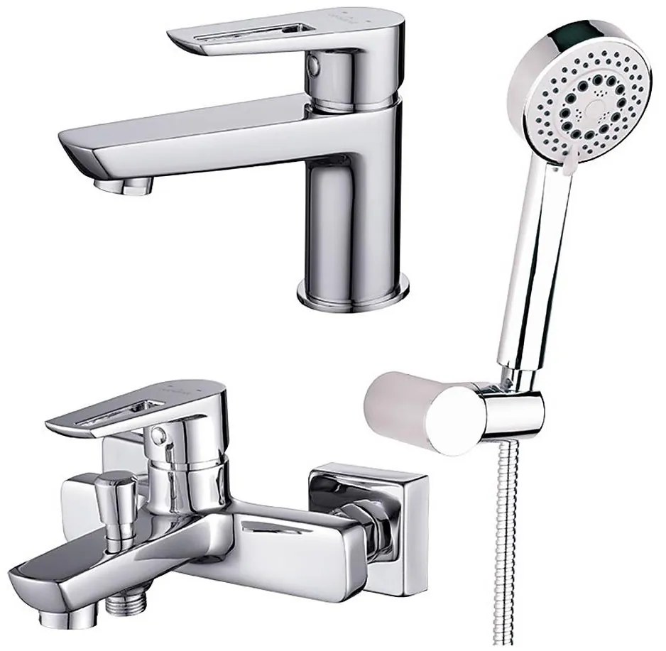 Cersanit S952-003 -Vanová sada s baterií + umyvadlová baterie MILLE lesklý chrom S952-003