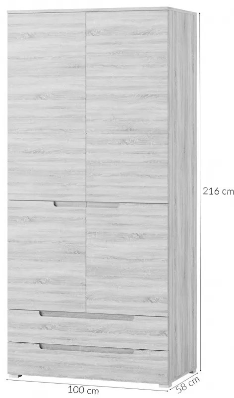 Šatní skříň Selene 216 cm bílý lesk/mat