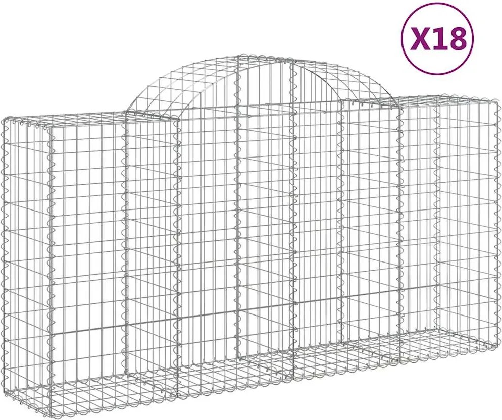 Klenuté gabionové koše 18ks 200x50x100/120cm pozinkované železo 3146334