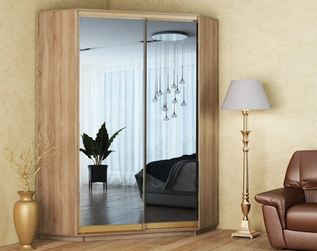 Casarredo Šatní skříň rohová CORA 140 sonoma/zrcadlo