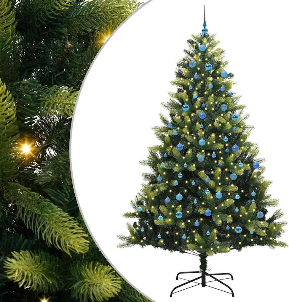 Umělý skládací vánoční stromeček 300 LED Zelená 240 cm PVC a PE 3396016