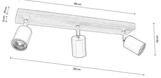 Spot-Light DO2910356 - Stropní bodové svítidlo MANARA 3xGU10/5W/230V borovice