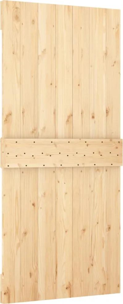 vidaXL Posuvné dveře s kováním 90 x 210 cm masivní borové dřevo [3203102]