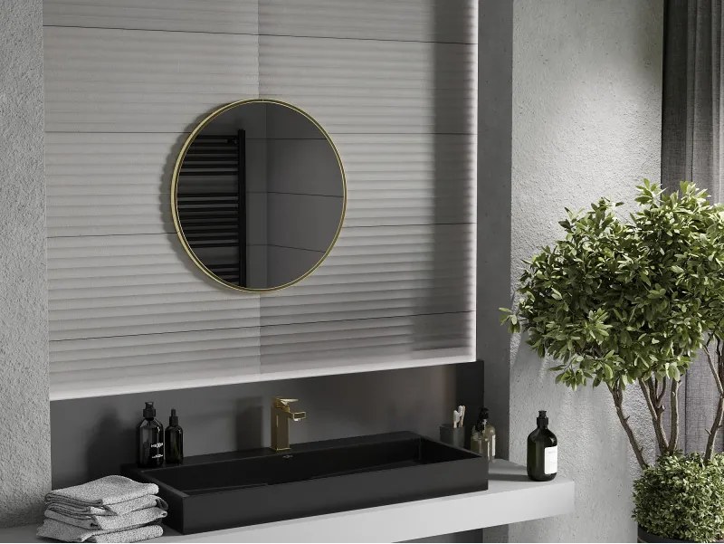 Mexen Loft, kulaté koupelnové zrcadlo 60 cm, barva rámu zlatá lesklá, 9850-060-060-000-50
