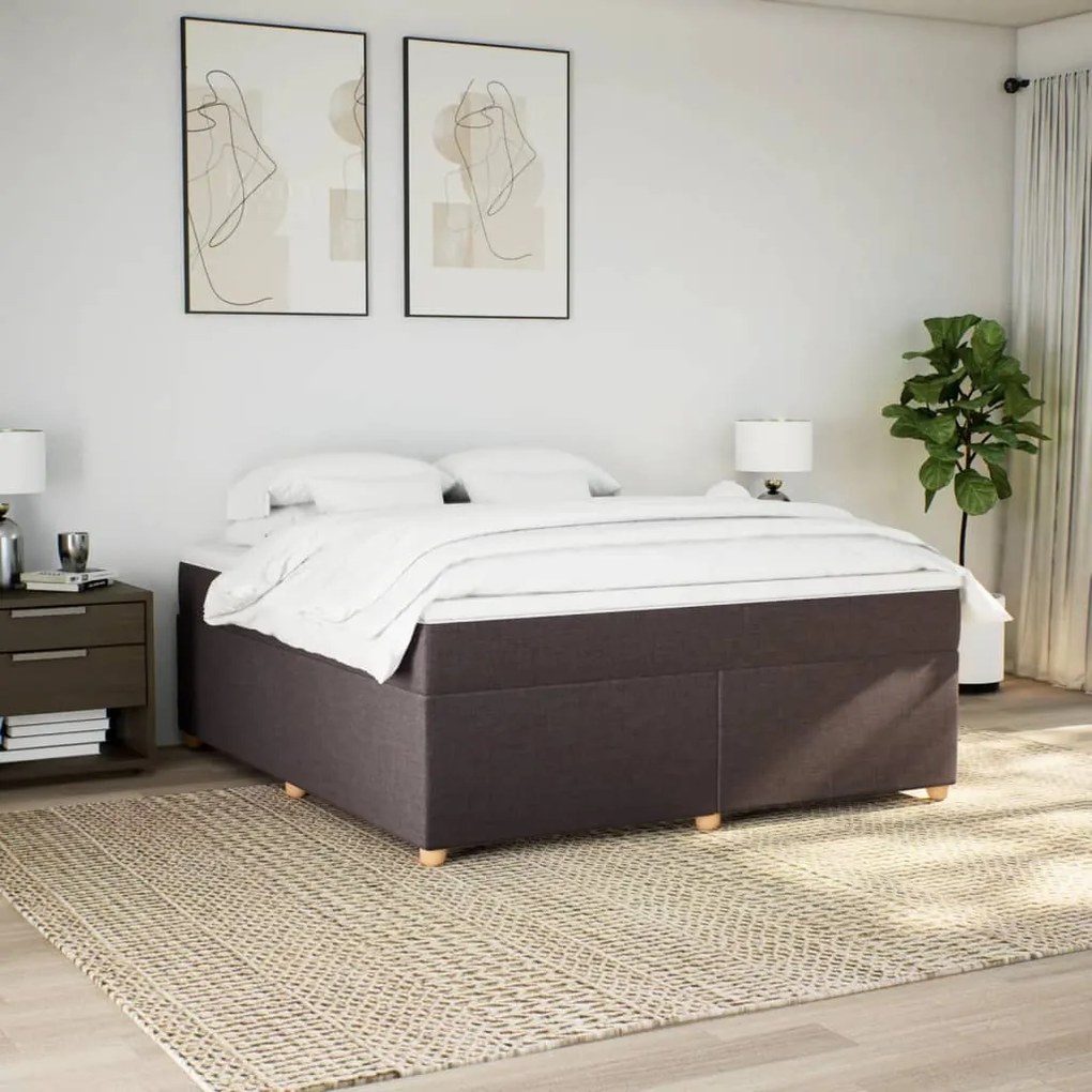 Box spring postel s matrací tmavě hnědá 180x200 cm textil 3285397
