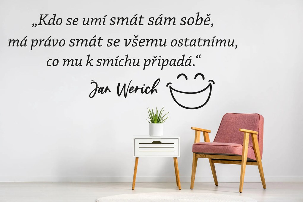 Samolepka na zeď Jan Werich - citace Barevná varianta: Černá, Velikost (šířka x výška): 70x30cm