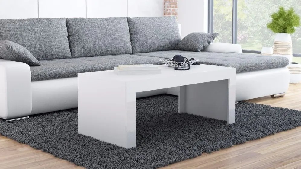 Cama Konferenční stolek LAWA TESS, bílá matná/bílý lesk