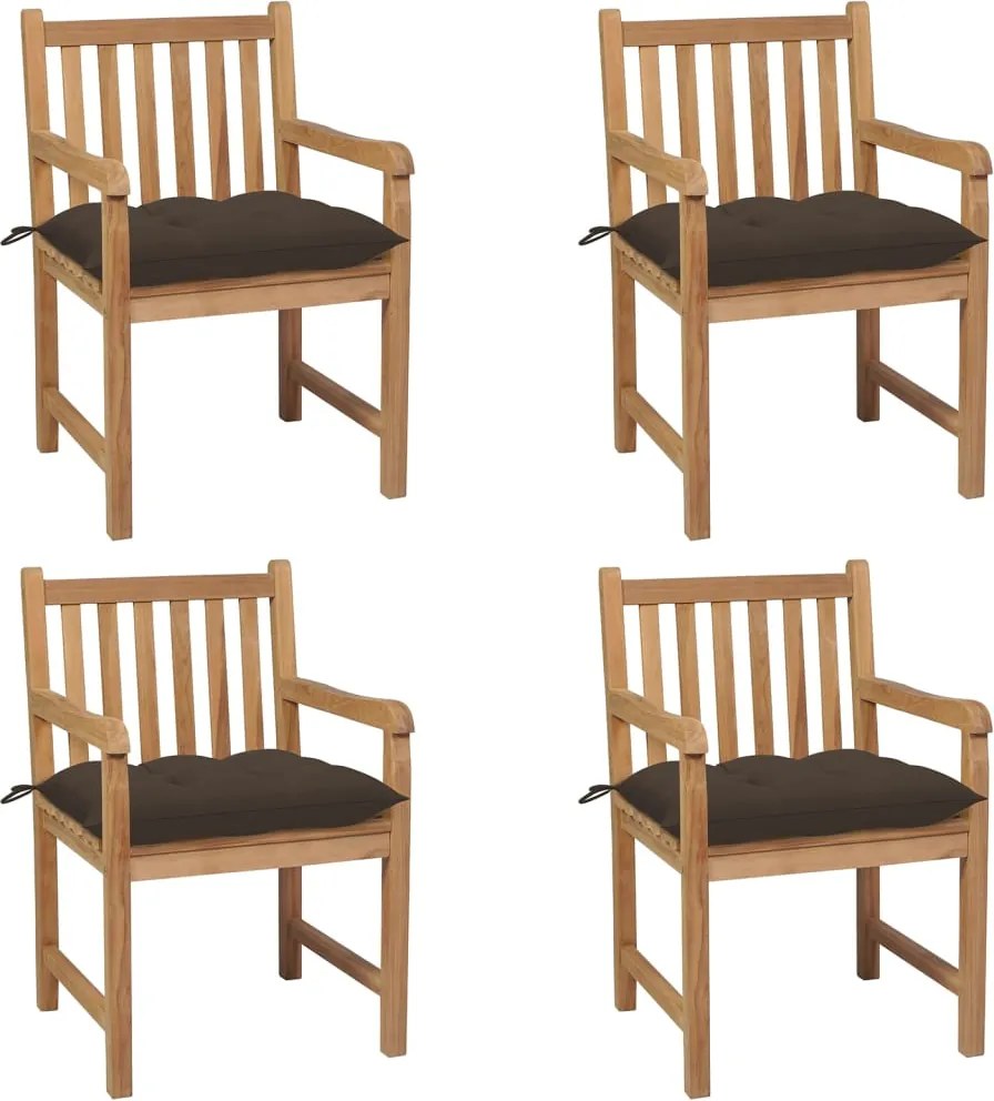 Zahradní židle 4 ks taupe podušky masivní teak 3073027